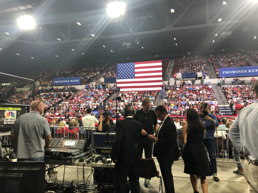 An inside look: Q2 rides along in presidential press pool for Trump rally
